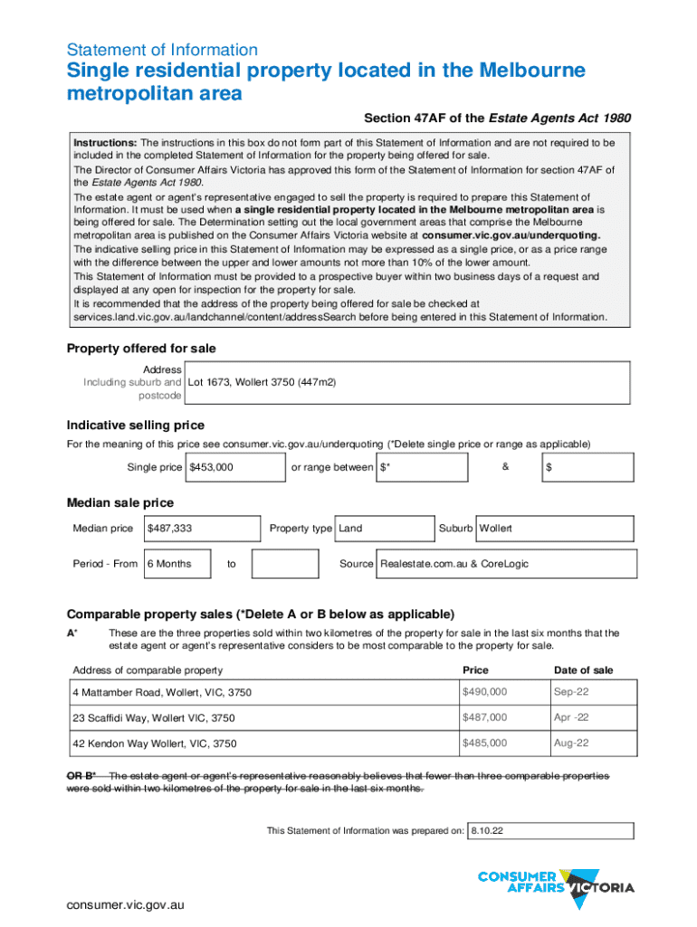 Fillable Online Statement of Information for Residential Property Fax ...
