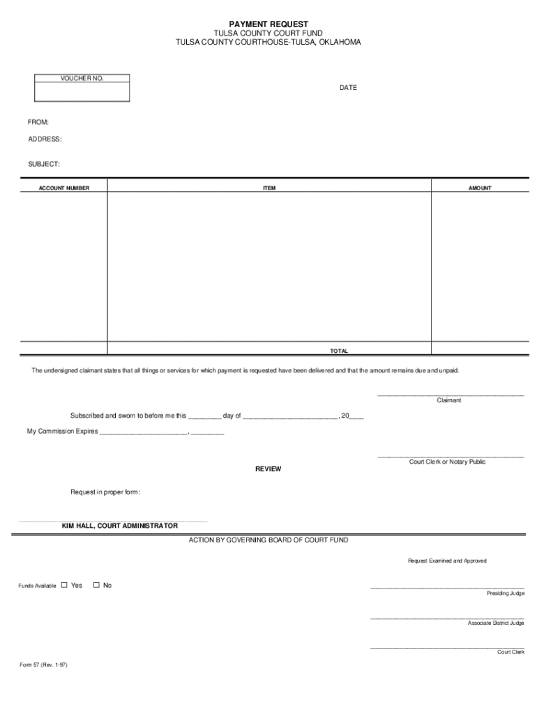 Fillable Online Tulsa County Court Fund Payment Request Fax Email Print - pdfFiller