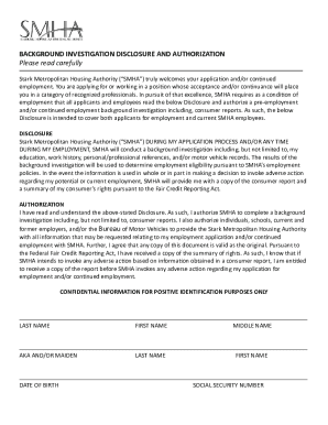 Fillable Online Background Investigation Disclosure and Authorization Fax Email Print - pdfFiller