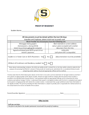 Fillable Online Proof of Residency Form Fax Email Print - pdfFiller