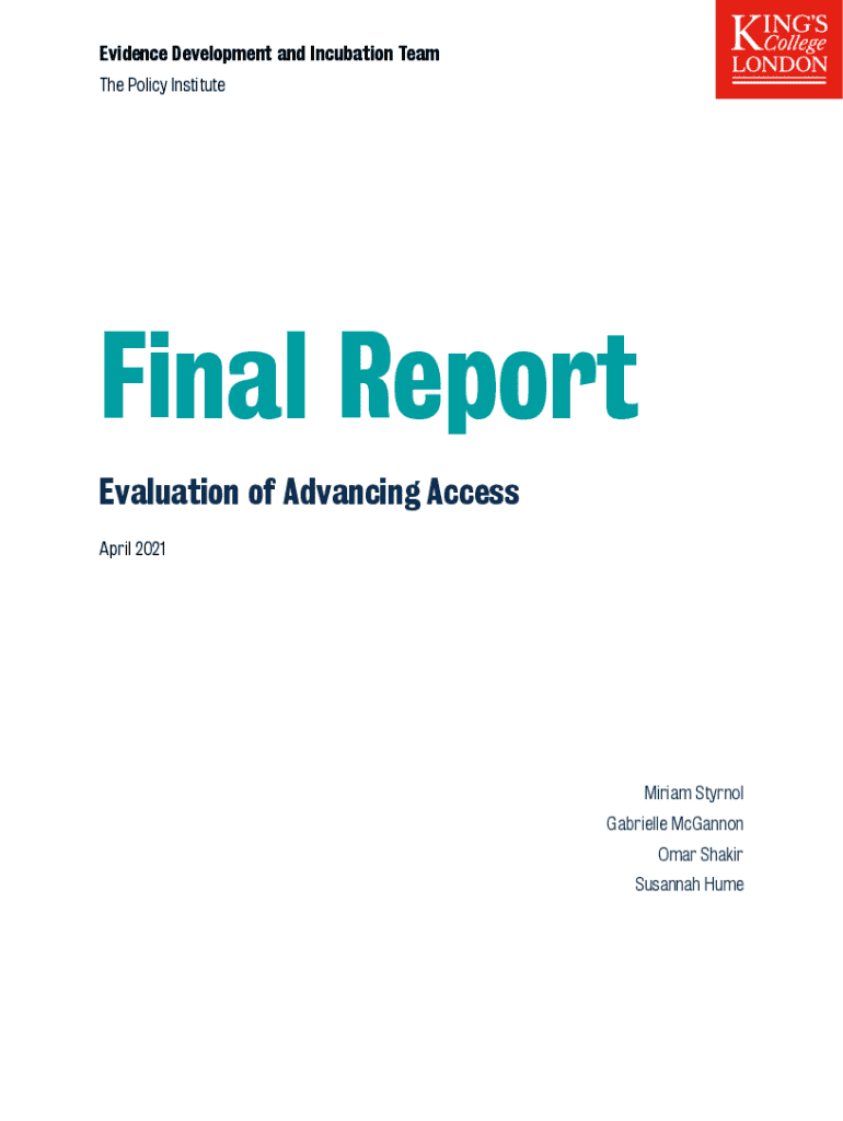 Fillable Online Evaluation of Advancing Access Fax Email Print - pdfFiller