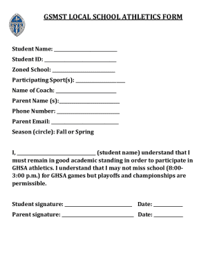 Fillable Online Gsmst Local School Athletics Participation Fax Email ...
