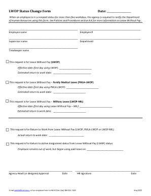 Fillable Online Lwop Status Change Form Fax Email Print - pdfFiller