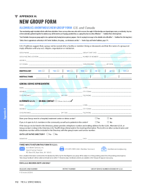 Fillable Online Alcoholics Anonymous New Group Form U.s. and Canada Fax Email Print - pdfFiller