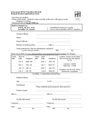 Fillable Online Branch Recital Application Form Fax Email Print - pdfFiller