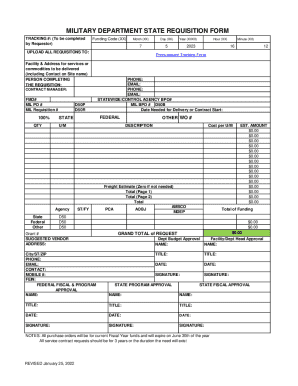 Fillable Online Military Department State Requisition Form Fax Email ...