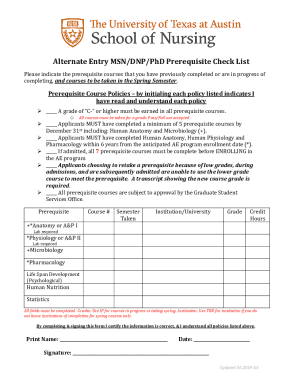 Fillable Online Prerequisite Check List for Alternate Entry Programs ...