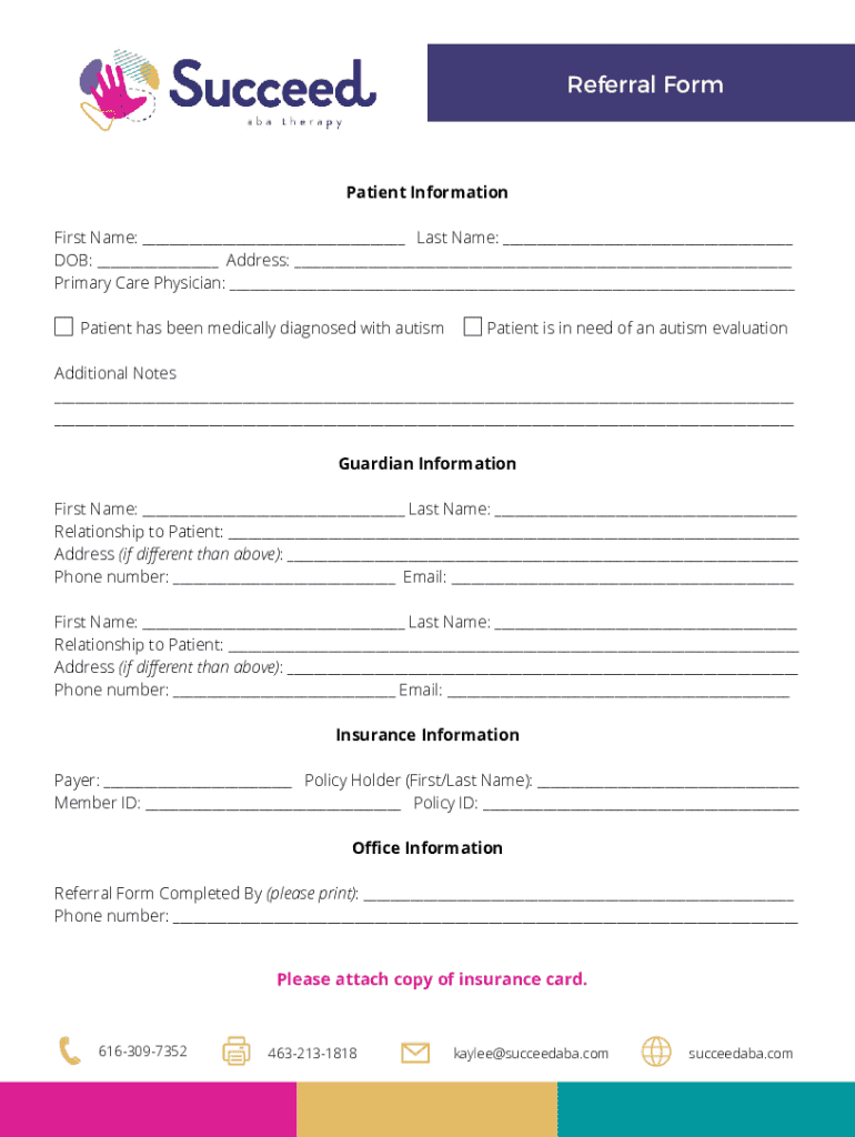 Fillable Online Autism Evaluation Referral Form Fax Email Print - pdfFiller