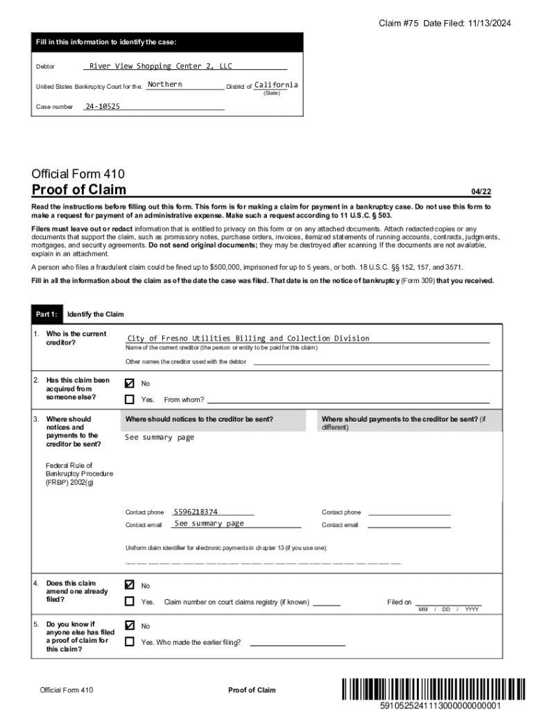 Fillable Online Proof of Claim Fax Email Print - pdfFiller