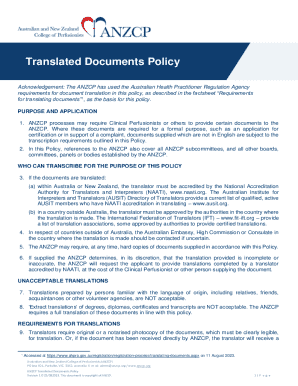 Fillable Online Anzcp Translated Documents Policy Fax Email Print ...
