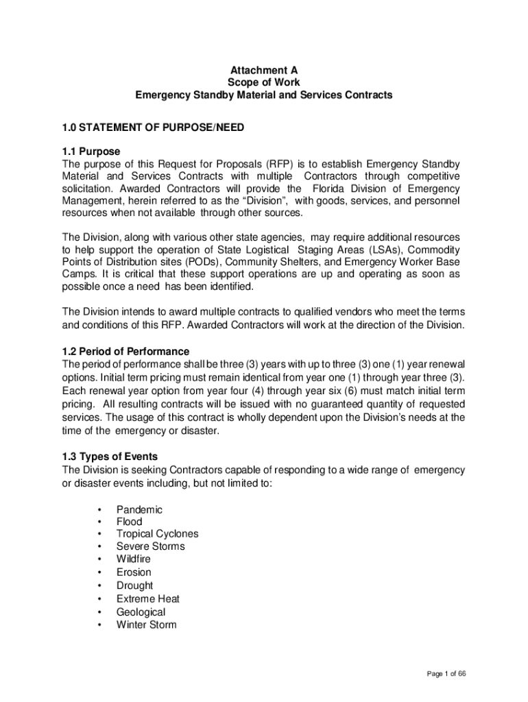 Fillable Online Scope of Work Emergency Standby Material and Services ...