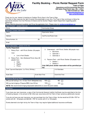 Fillable Online Facility Booking – Picnic Rental Request Form Fax Email Print - pdfFiller