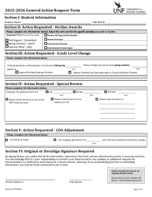 Fillable Online 2025-2026 General Action Request Form Fax Email Print ...