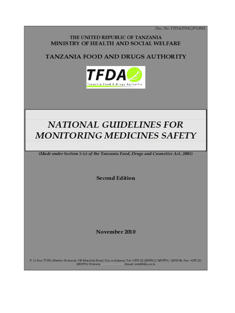 Fillable Online National Guidelines for Monitoring Medicines Safety Fax ...