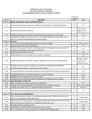 Fillable Online Fine Schedule Effective: August 2022 Fax Email Print ...