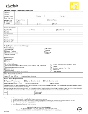 Fillable Online Hardlines/electrical Testing Requisition Form Fax Email ...