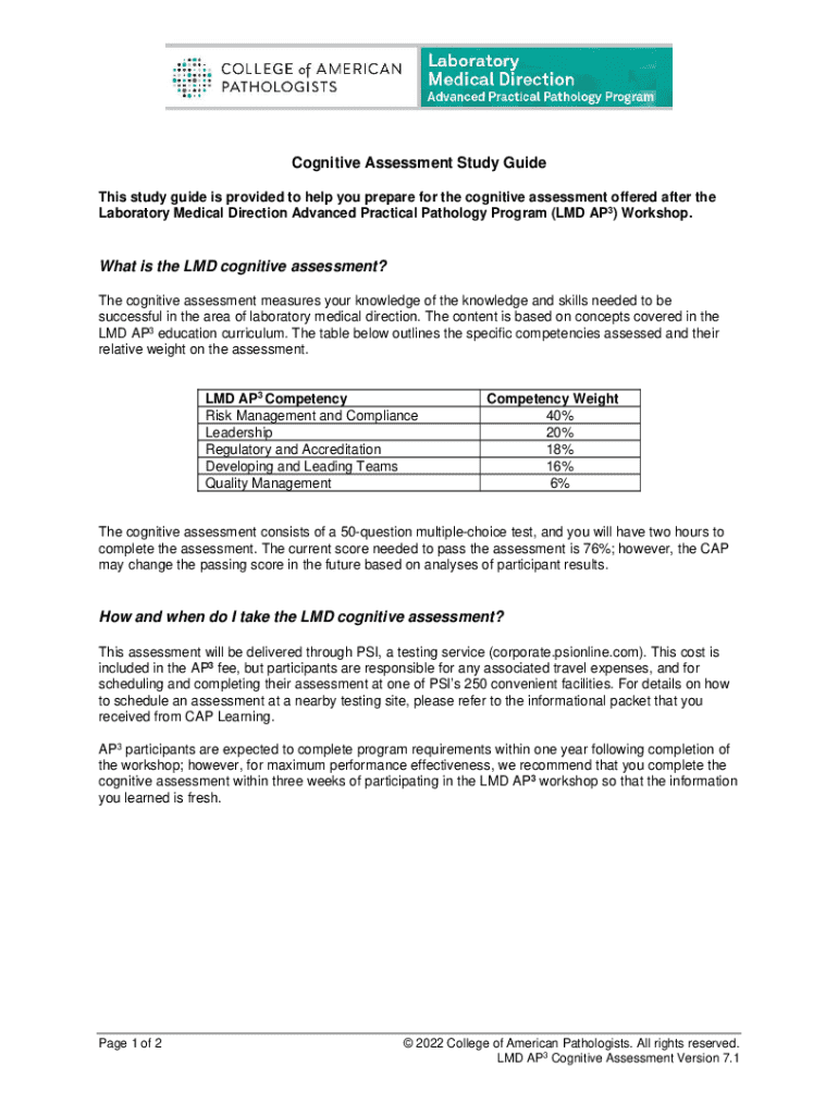 Fillable Online Cognitive Assessment Study Guide Fax Email Print ...