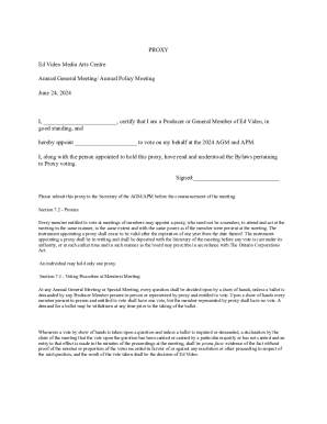 Fillable Online Proxy for Ed Video Annual General Meeting Fax Email Print - pdfFiller