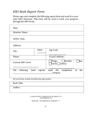 Fillable Online Eso Book Report Fax Email Print - pdfFiller