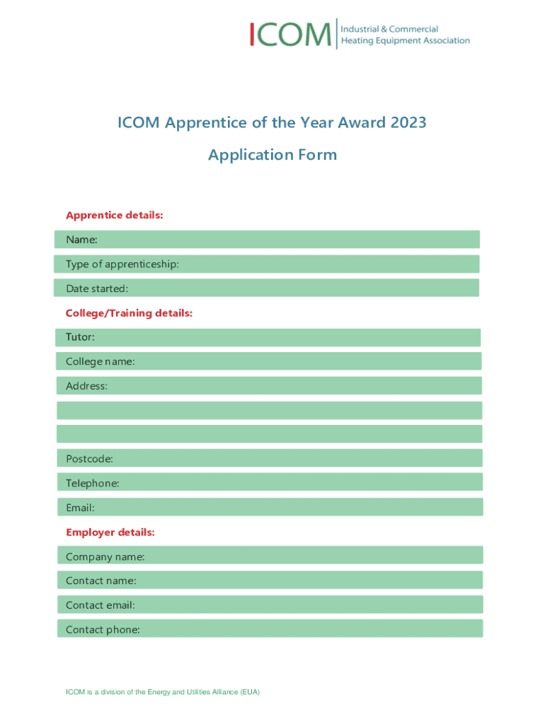 Fillable Online Icom Apprentice of the Year Award 2023 Fax Email Print ...