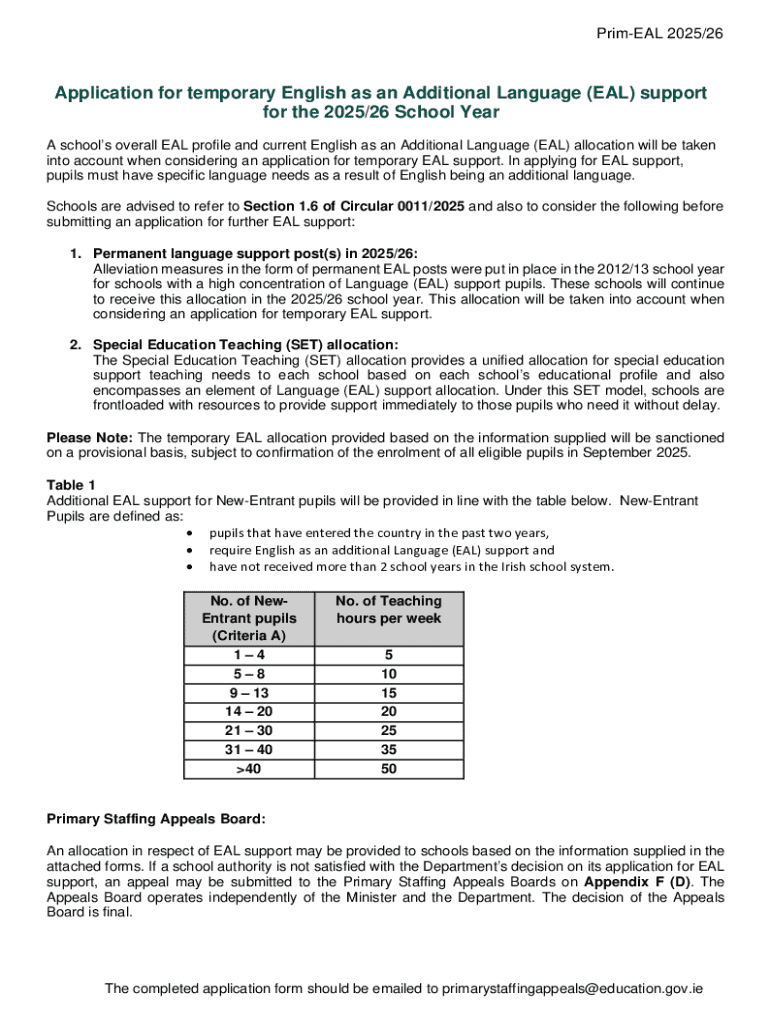Fillable Online Application for Temporary English as an Additional ...