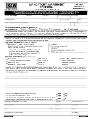 Fillable Online Mandatory Impairment Referral Fax Email Print - pdfFiller