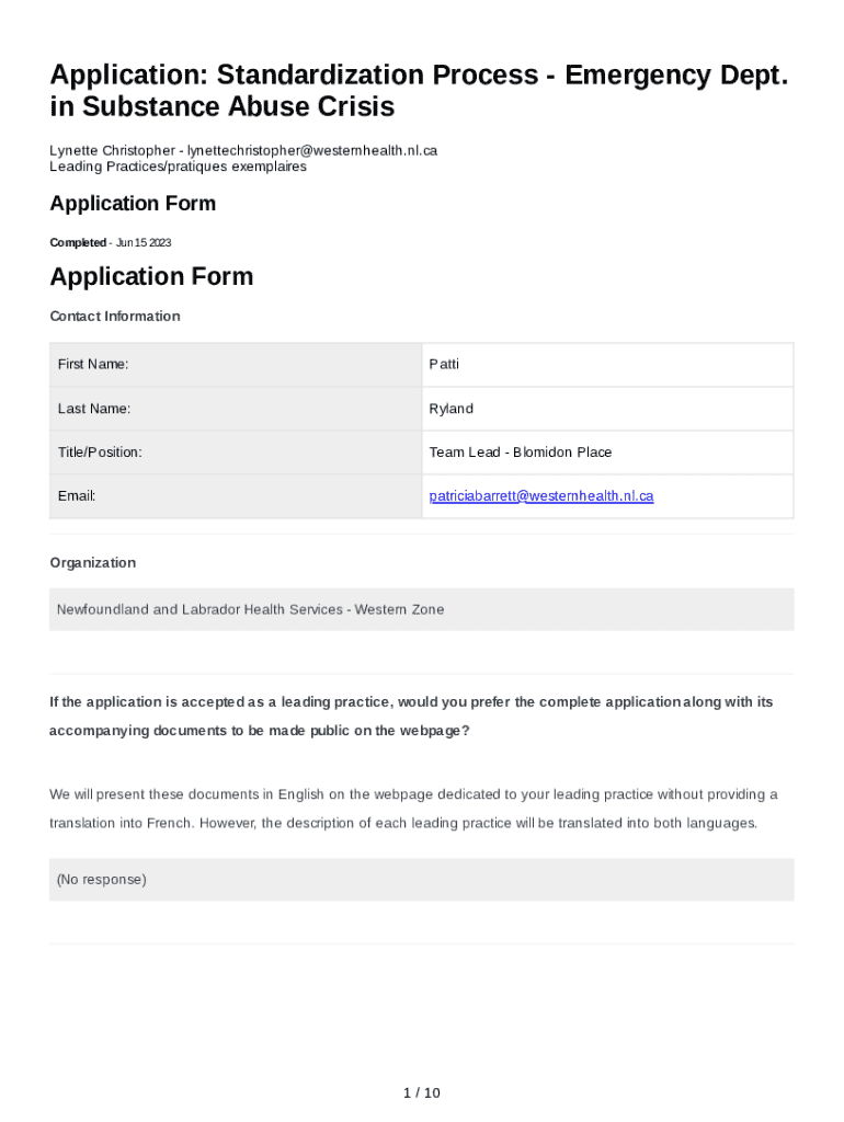 Fillable Online Standardization Process - Emergency Dept. in Substance Abuse Crisis Fax Email ...