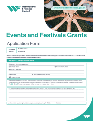 Fillable Online Events and Festivals Grants Application Form Fax Email ...
