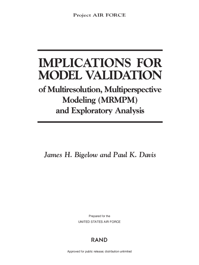 Fillable Online Implications for Model Validation of Multiresolution, Multiperspective Modeling ...