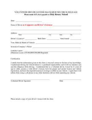 Fillable Online Volunteer Driver License Background Check Fax Email ...