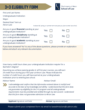 Fillable Online 3+3 Eligibility Form Fax Email Print - pdfFiller