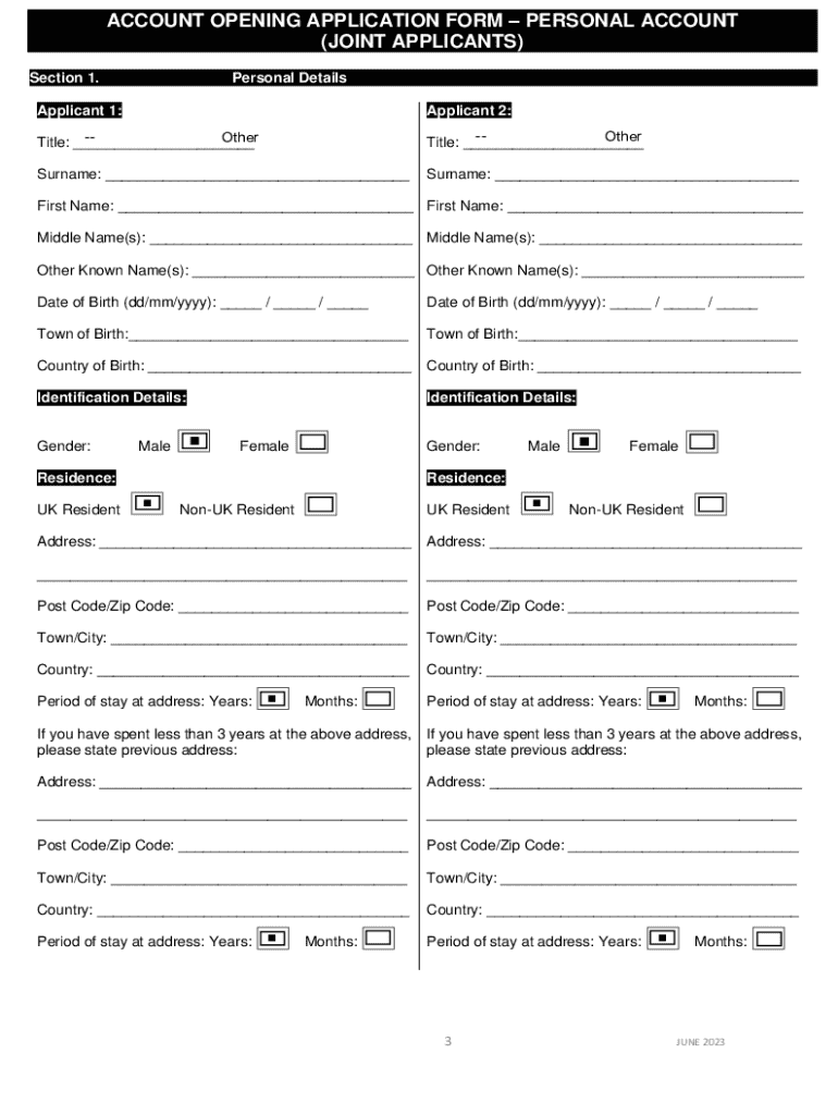 Fillable Online Personal Account (joint Applicants) Fax Email Print - pdfFiller