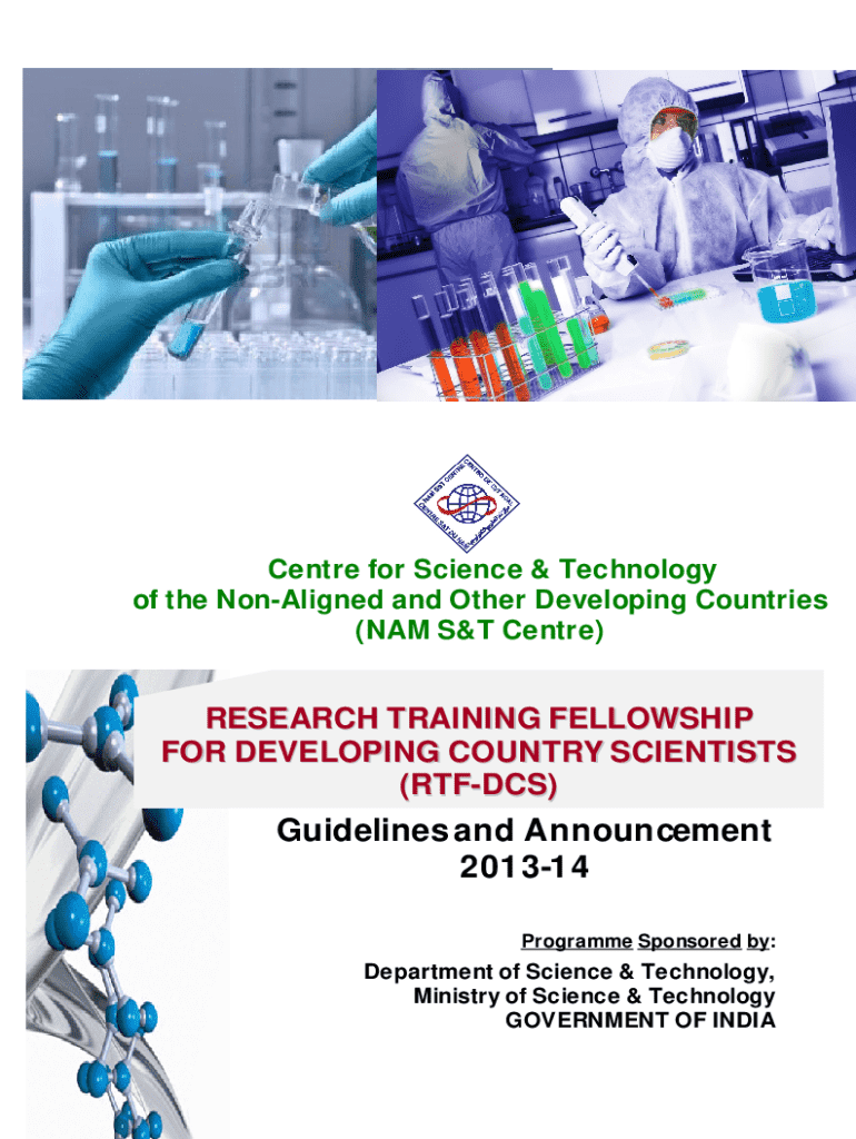 Fillable Online Research Training Fellowship for Developing Country Scientists (rtf-dcs) Fax ...