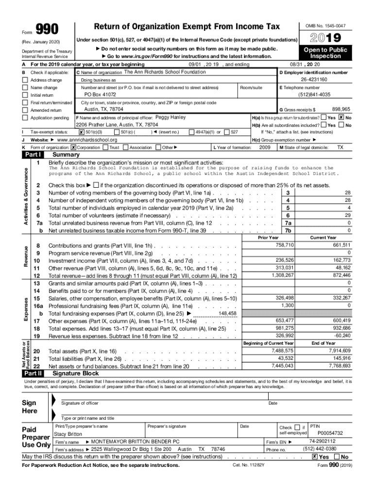 Fillable Online Return of Organization Exempt From Income Tax Under ...