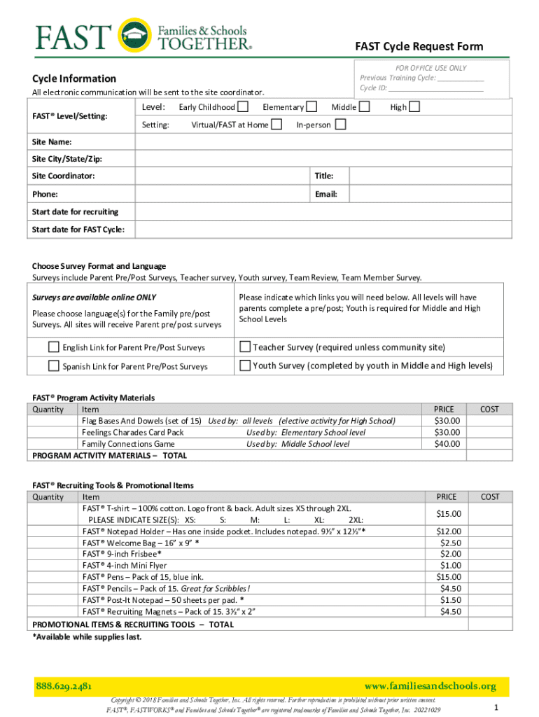 Fillable Online Fast Cycle Request Form Fax Email Print - pdfFiller