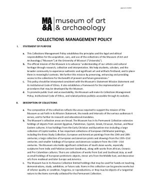 Fillable Online Collections Management Policy of the Museum of Art and ...