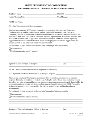 Fillable Online Supervised Community Confinement Program Review Fax ...