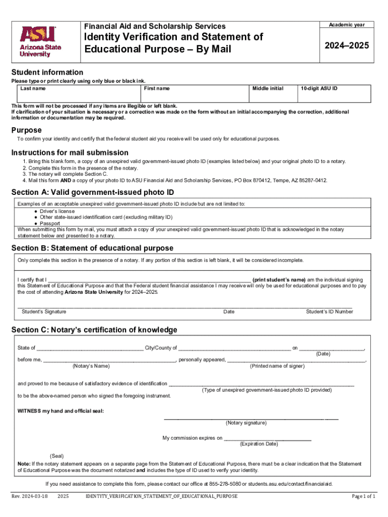 Fillable Online Identity Verification and Statement of Educational Purpose Fax Email Print ...