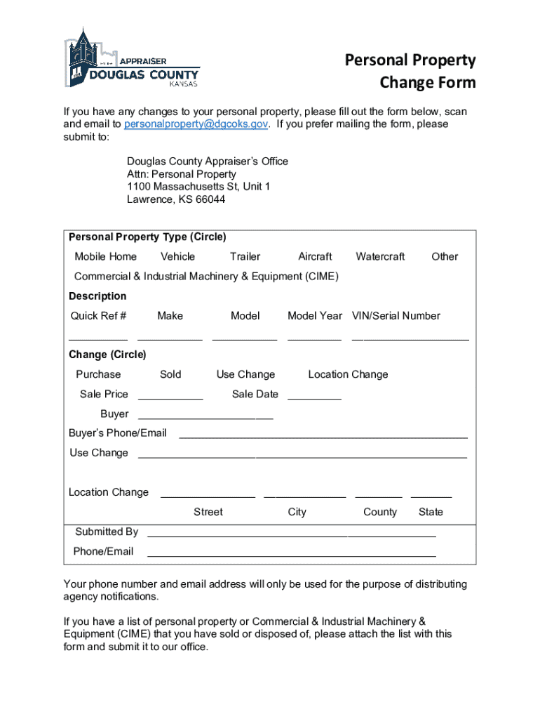 Fillable Online Personal Property Change Form Fax Email Print - pdfFiller