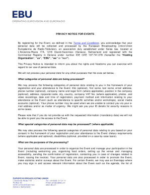 Fillable Online Privacy Notice for Events Fax Email Print - pdfFiller