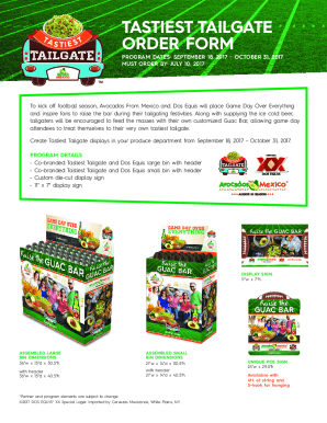 Fillable Online Tastiest Tailgate Order Form Fax Email Print - pdfFiller