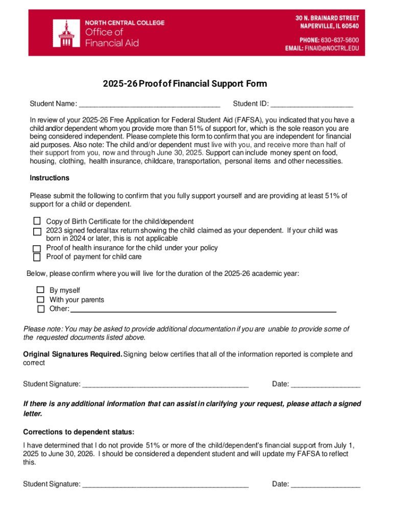 Fillable Online 2025-26 Proof of Financial Support Form Fax Email Print ...