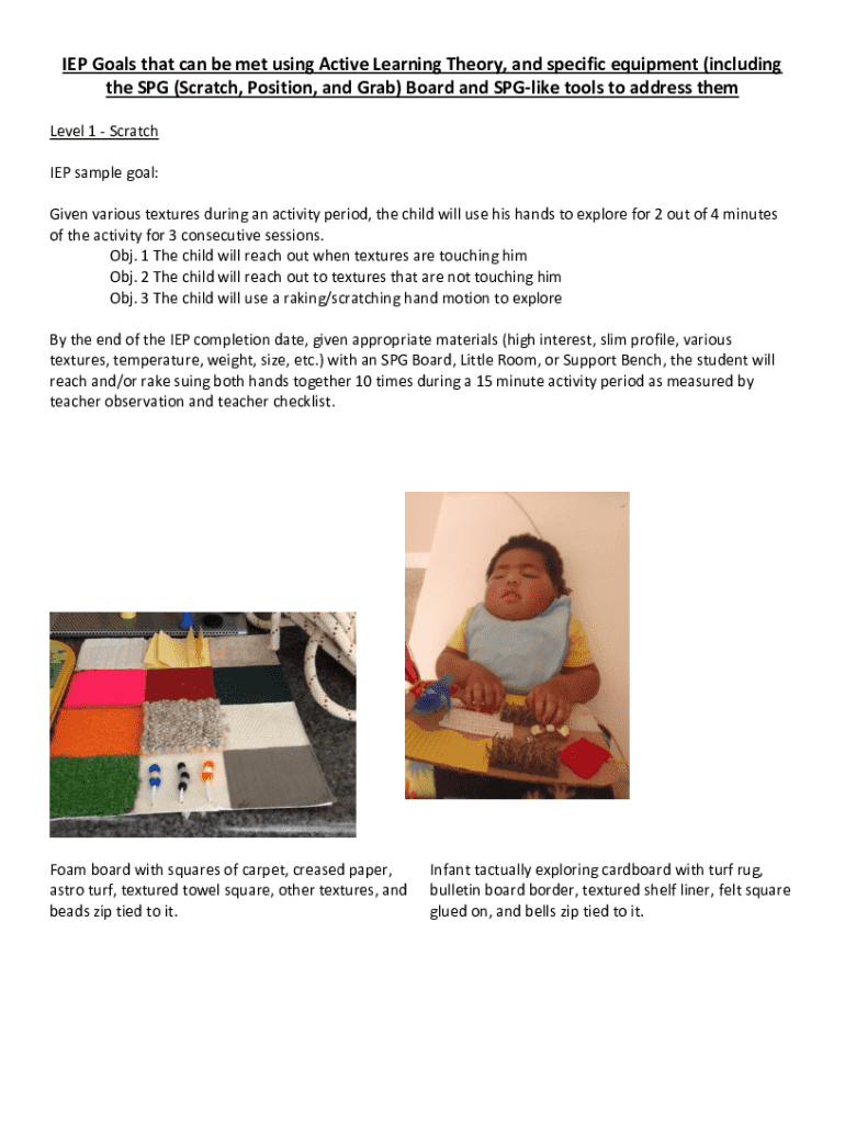 Fillable Online IEP Goals that can be met using Active Learning Theory, and specific equipment ...