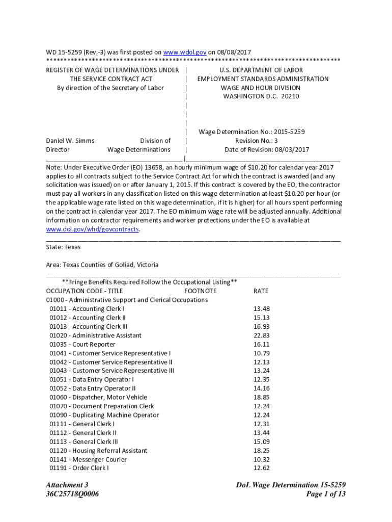 Fillable Online Register of Wage Determinations Under U.s. Department of Labor Fax Email Print ...