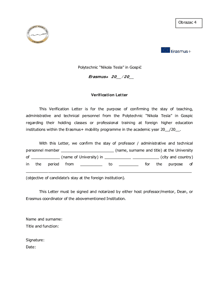 Fillable Online Verification Letter Fax Email Print - pdfFiller