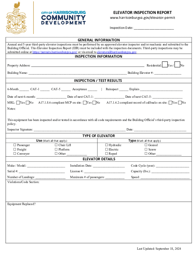 Elevator Inspection Report: Fill out & sign online | DocHub