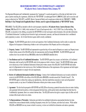 Fillable Online Registered Recipient and Confidentiality Agreement Fax ...