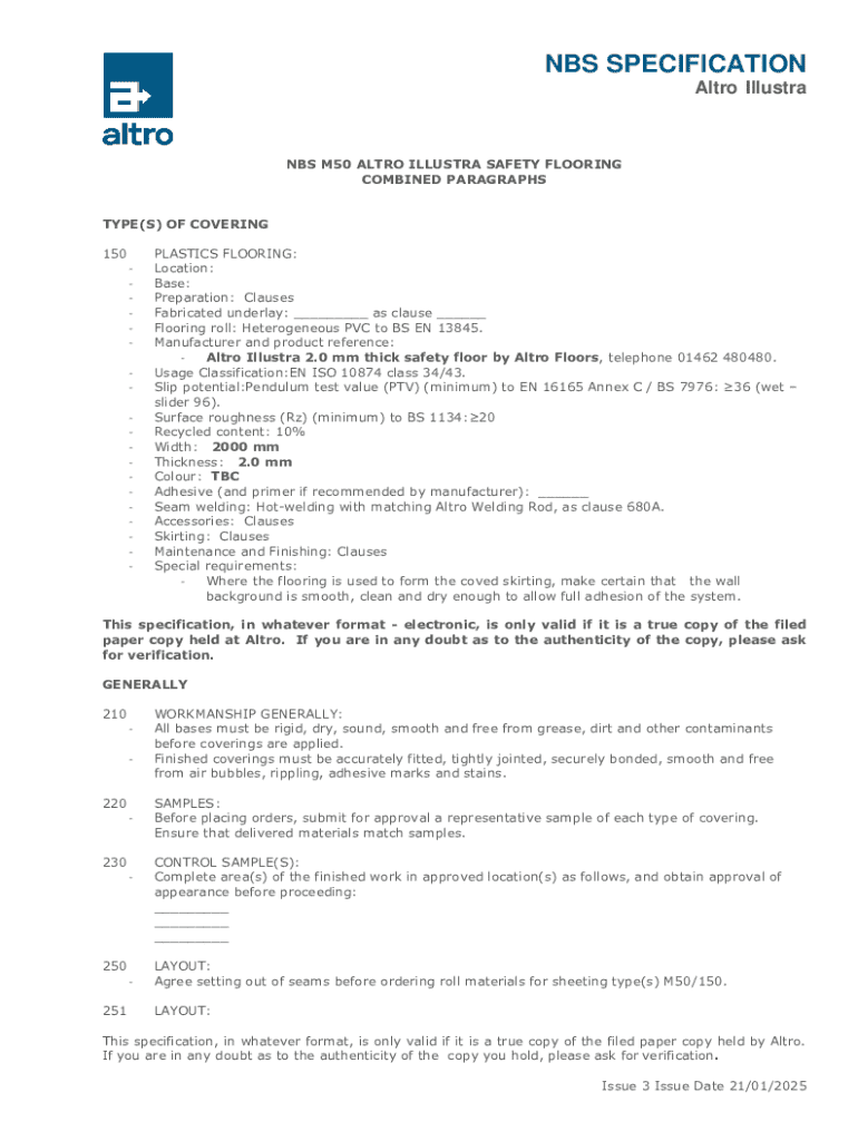 Fillable Online Nbs M50 Altro Illustra Safety Flooring Fax Email Print - pdfFiller