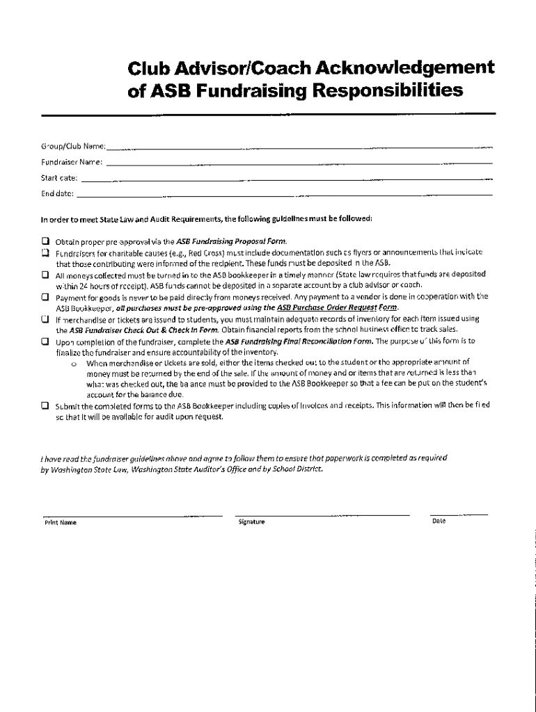 Fillable Online Fundraiser Document Checklist Fax Email Print - pdfFiller
