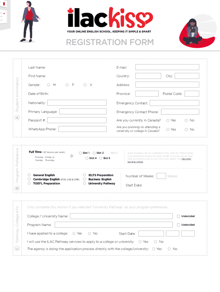 Fillable Online Student Registration Form for Ilac Pathway Fax Email Print - pdfFiller